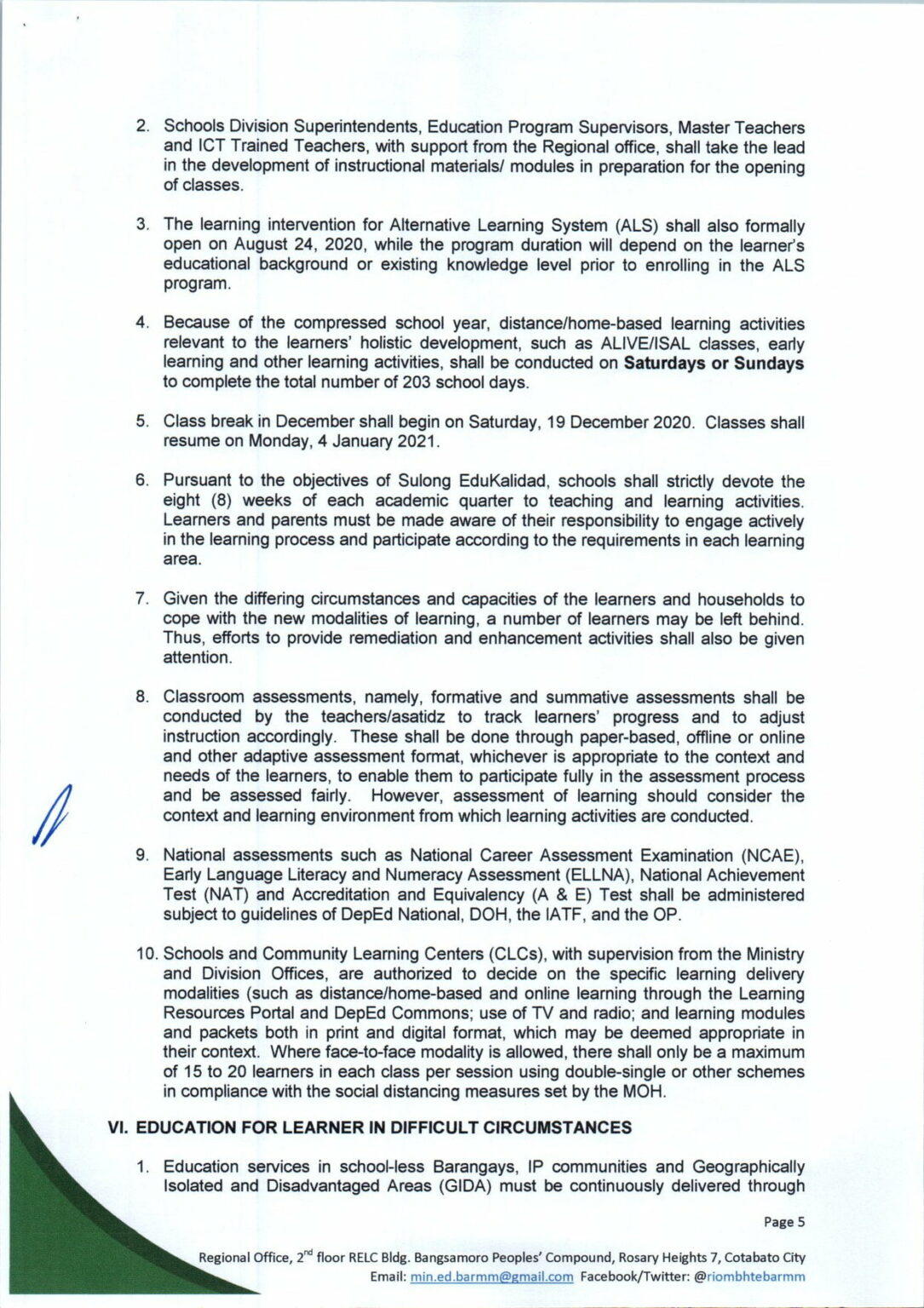 Ministry of Basic, Higher and Technical Education (MBHTE) Guidelines ...