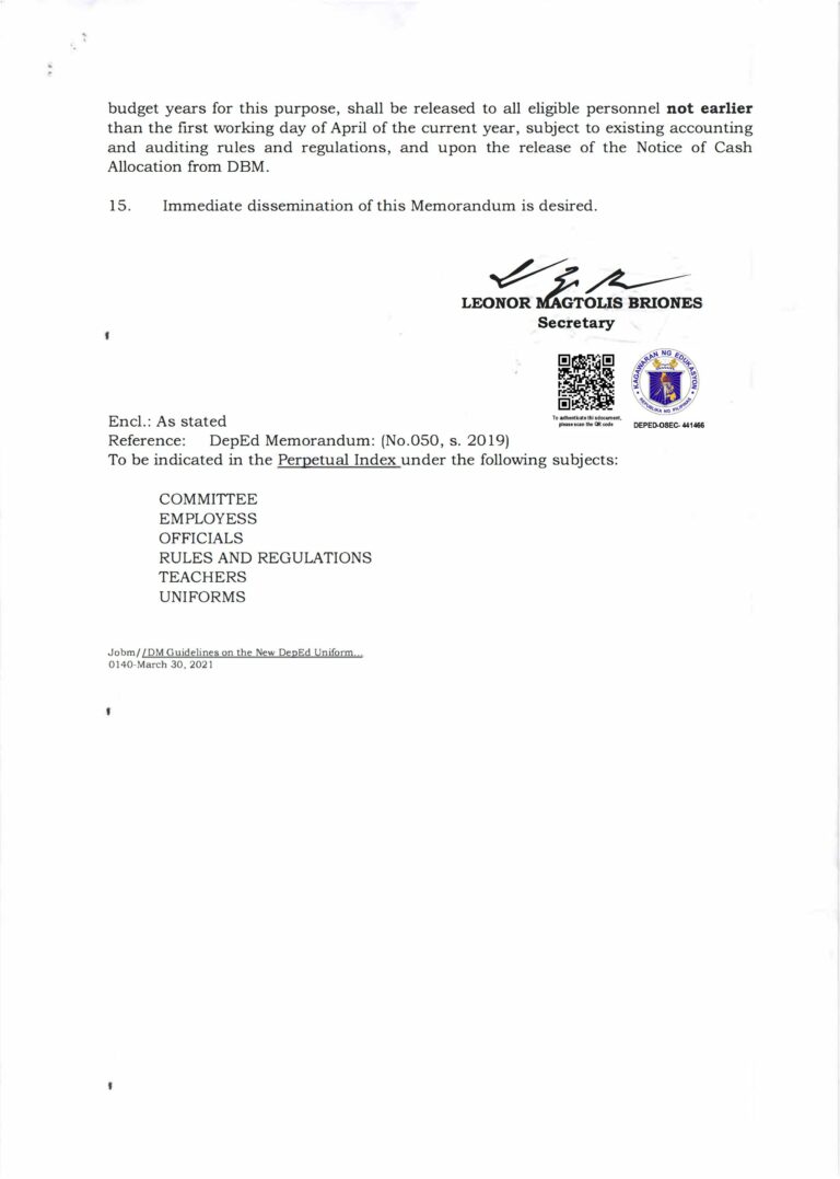 Guidelines on the New DepEd National Uniform for Teaching and Non ...