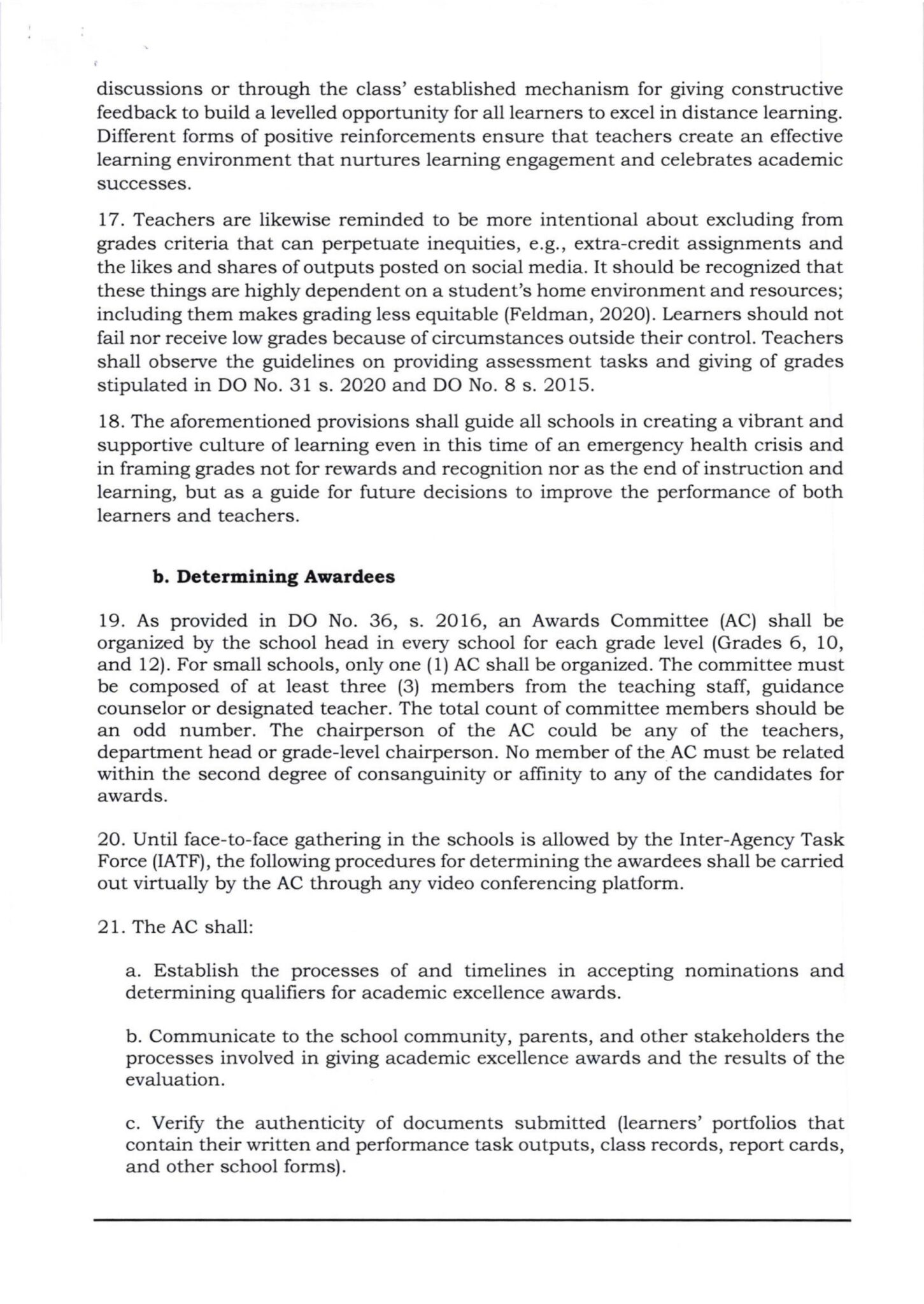 DepEd Interim Guidelines on Giving of Awards and Recognition in Light ...