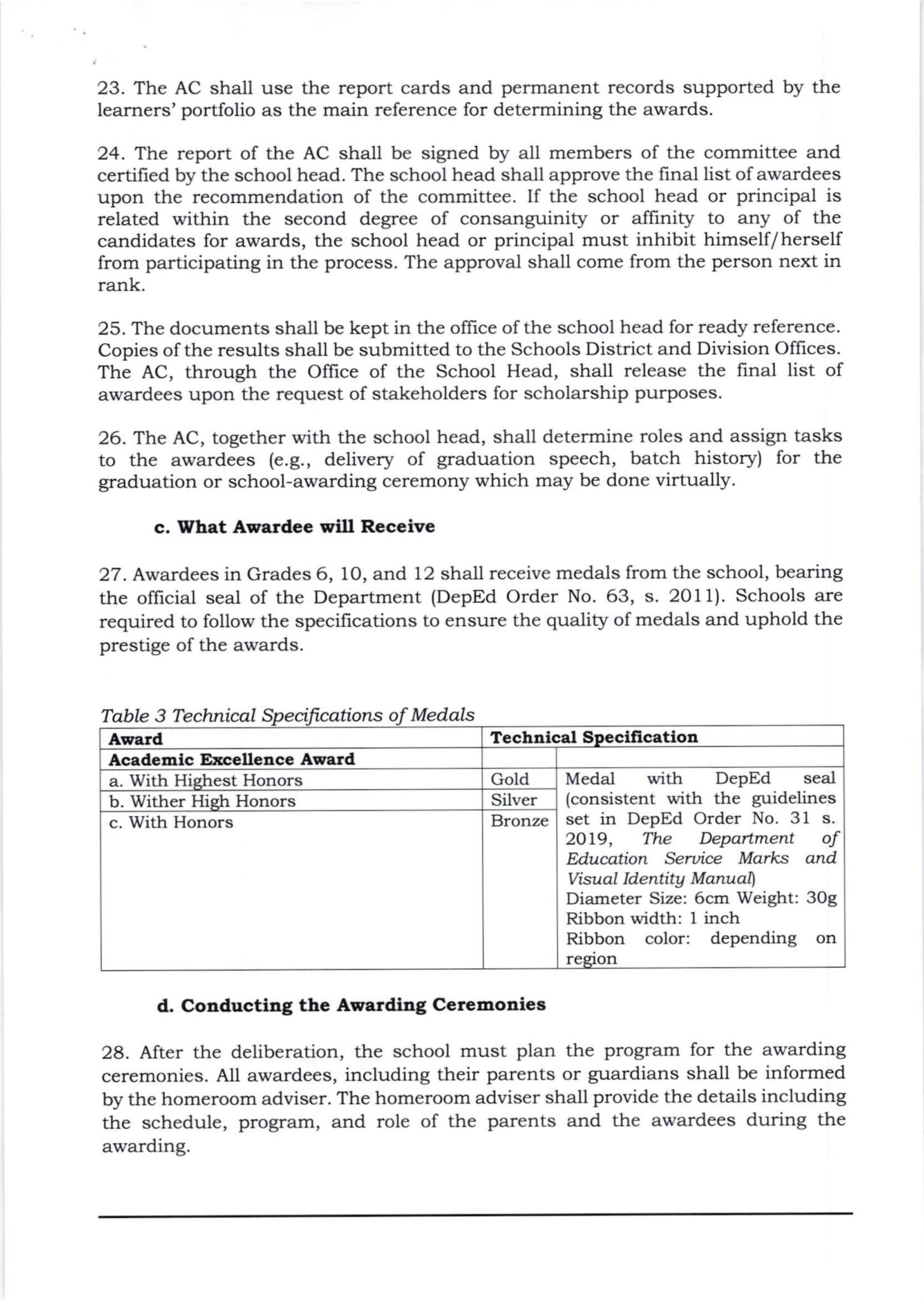 DepEd Interim Guidelines on Giving of Awards and Recognition in Light ...