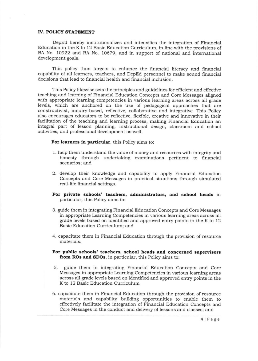 DepEd Financial Education Policy (DepEd Order No. 22, s. 2021) - TeacherPH