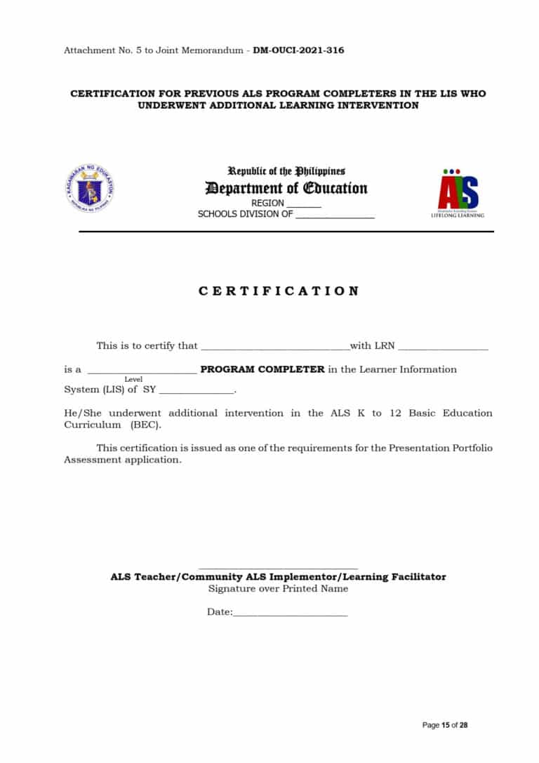 Guidelines on the Conduct of Presentation Portfolio Assessment for ALS ...
