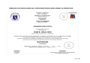 DepEd ALS Certificate of Completion Template for CLC and School-Based ...