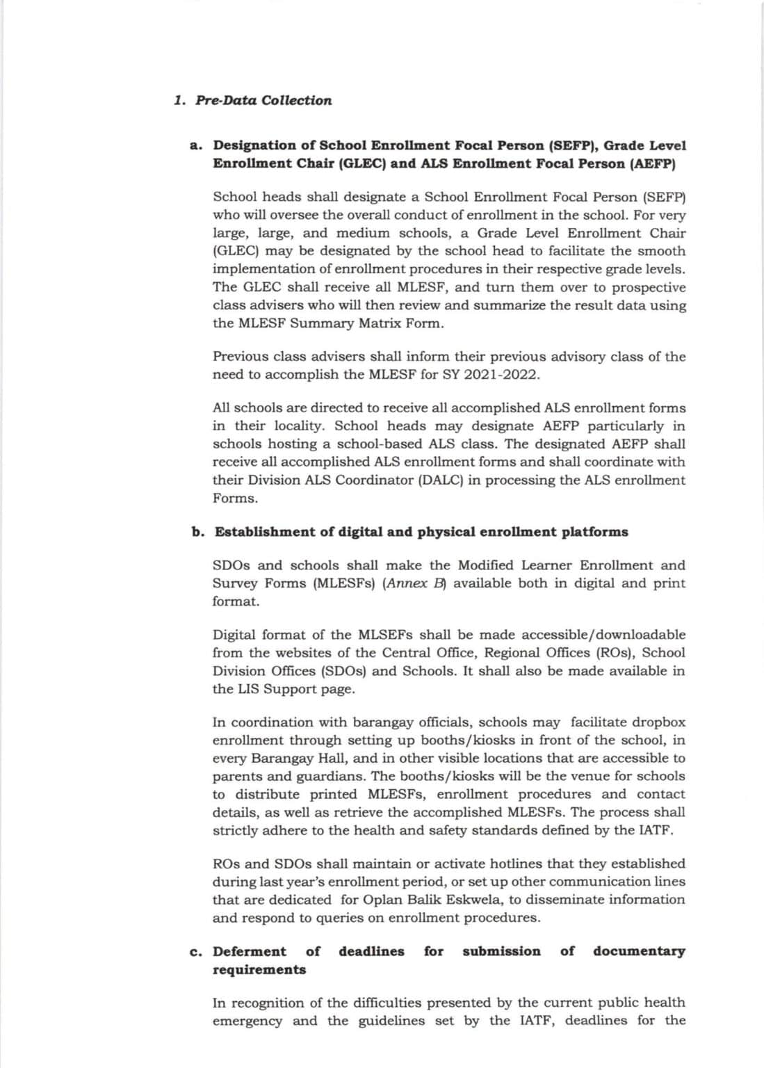 DepEd Enrollment Procedures for School Year 2021-2022 - TeacherPH