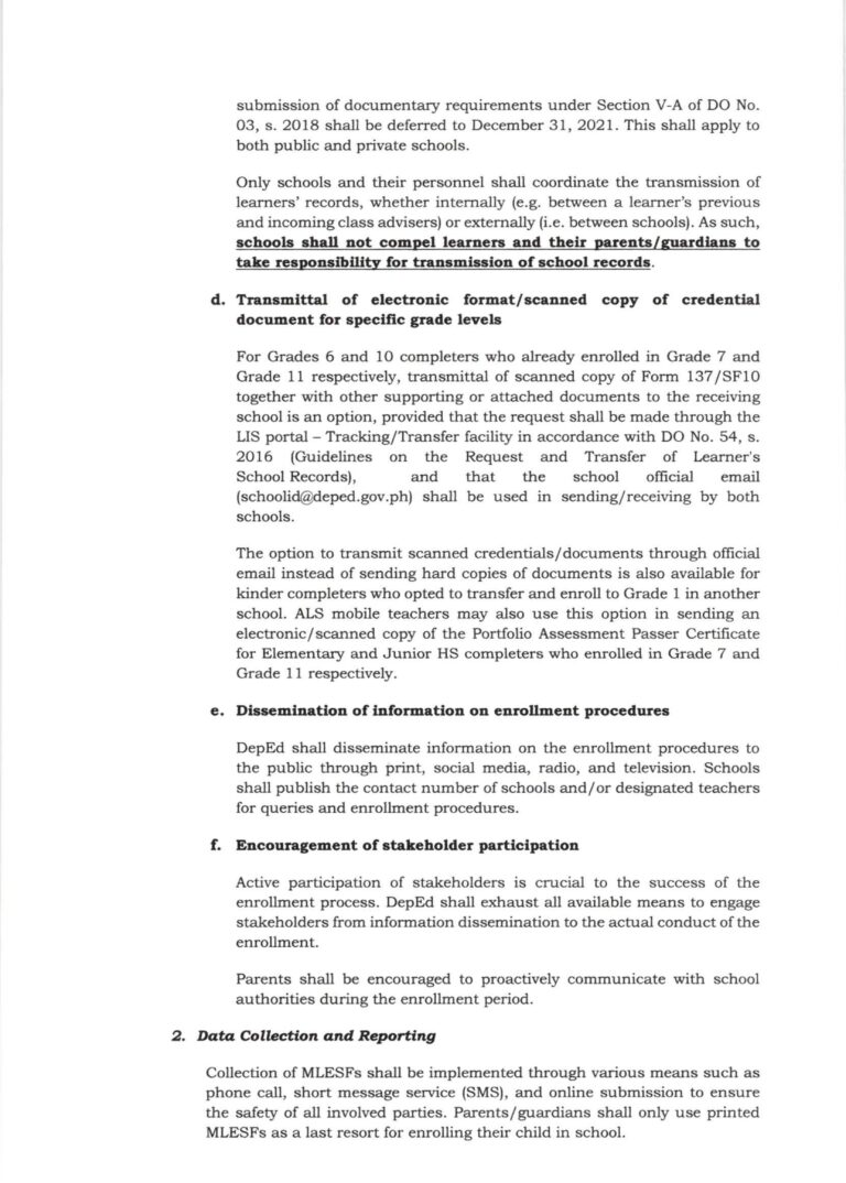 DepEd Enrollment Procedures for School Year 2021-2022 - TeacherPH