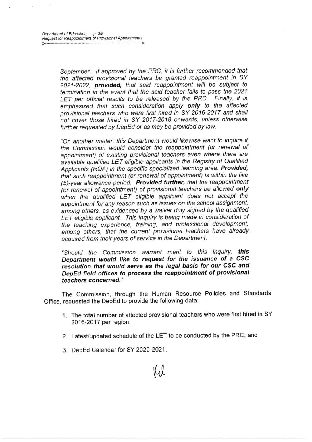 DepEd Guidelines on the Renewal of Provisional Appointment of Senior ...