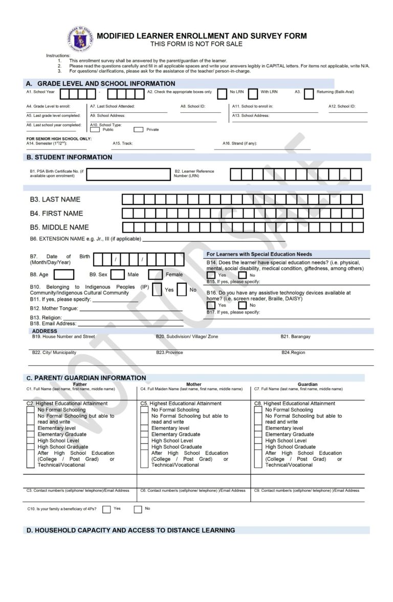 DepEd Modified Learner Enrollment and Survey Form (MLESF) for SY 2021 ... DepEd Modified Learner Enrollment and Survey Form (MLESF) for SY 2021 ...