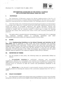 DepEd School Calendar and Activities for School Year 2021-2022 - TeacherPH
