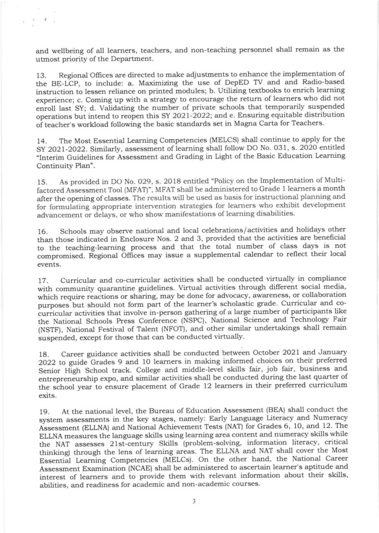 DepEd School Calendar and Activities for School Year 2021-2022 - TeacherPH