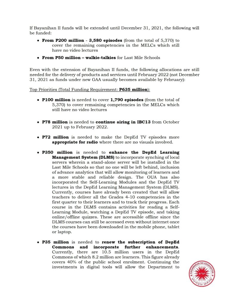 Deped TV Status and Funding Requirements for Broadcast and Online ...