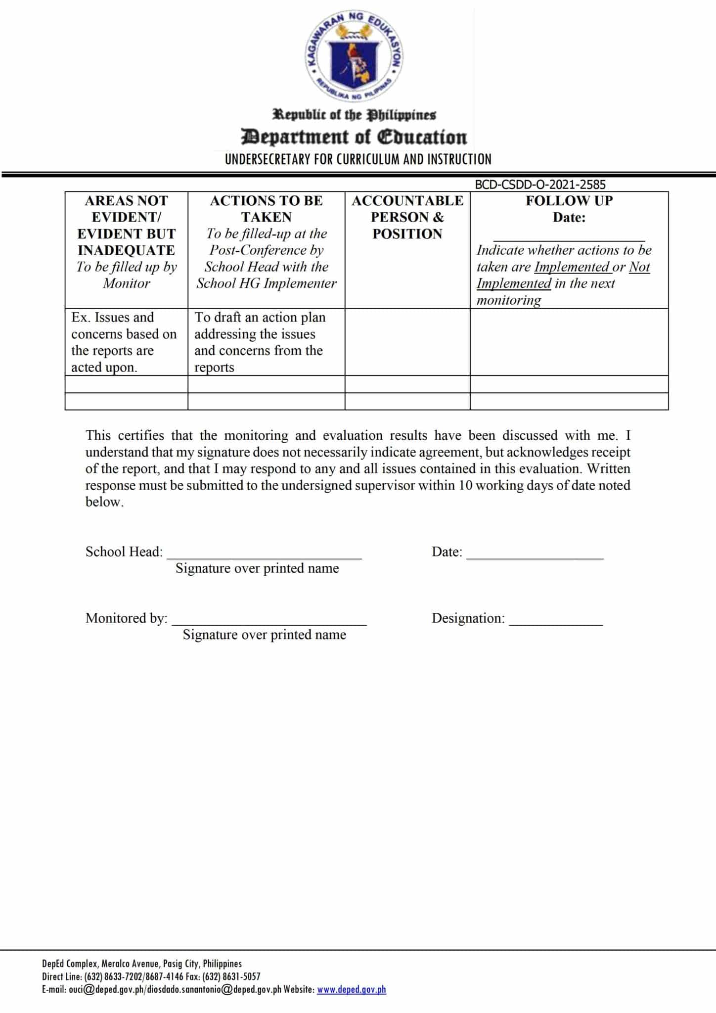 DepEd Homeroom Guidance Division Monitoring and Evaluation Tool - TeacherPH
