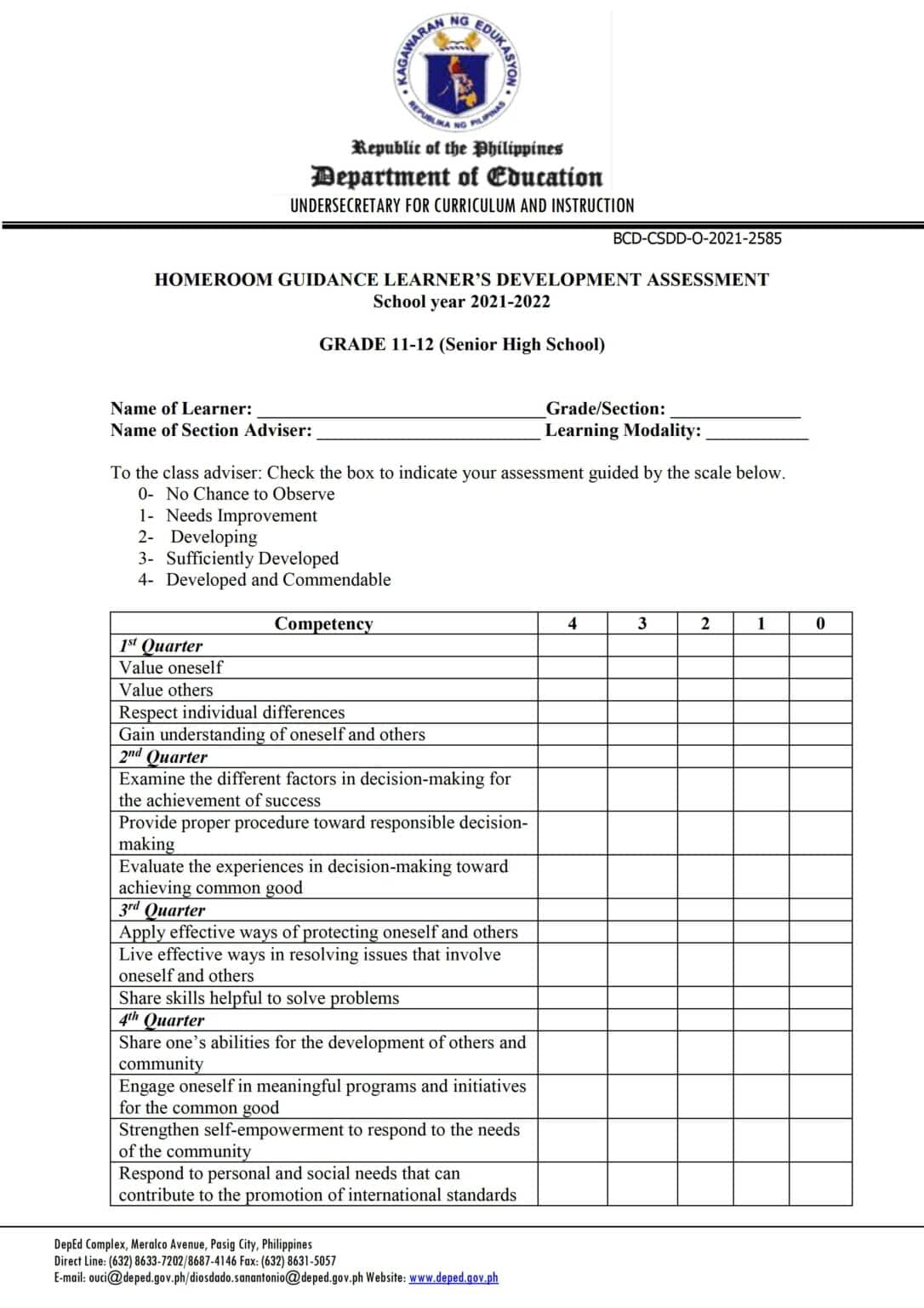 DepEd Senior High School Homeroom Guidance Learner’s Development ...