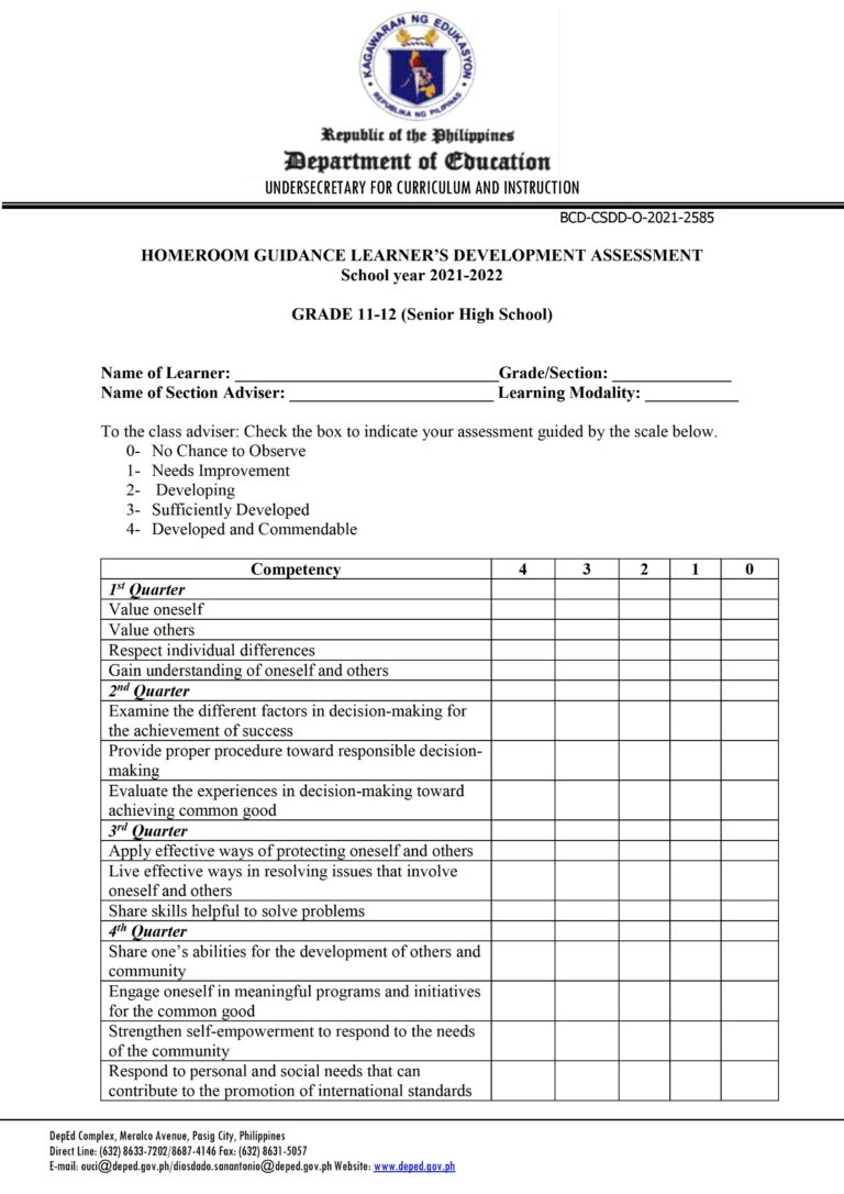 DepEd Senior High School Homeroom Guidance Learner’s Development ...