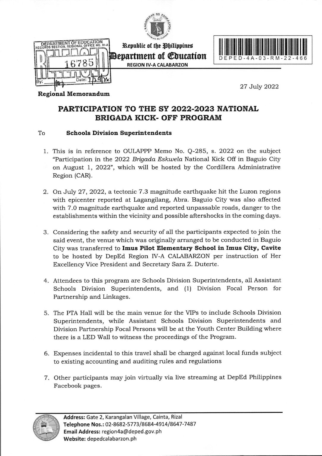 2022 Brigada Eskwela National Kick-off - TeacherPH