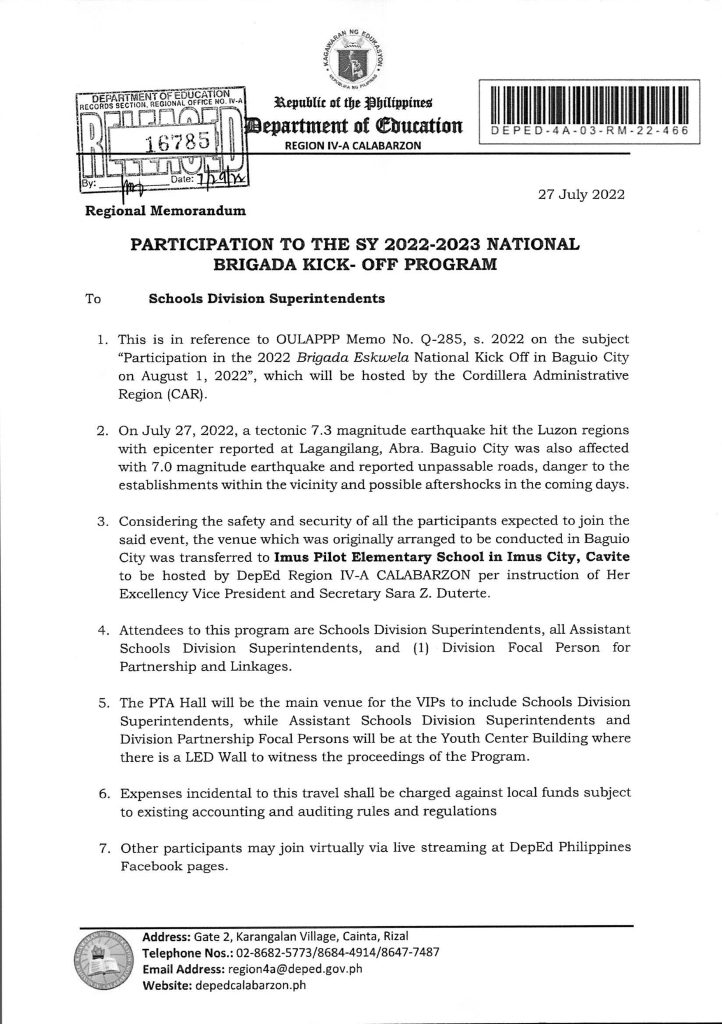 2022 Brigada Eskwela National Kick-off - TeacherPH