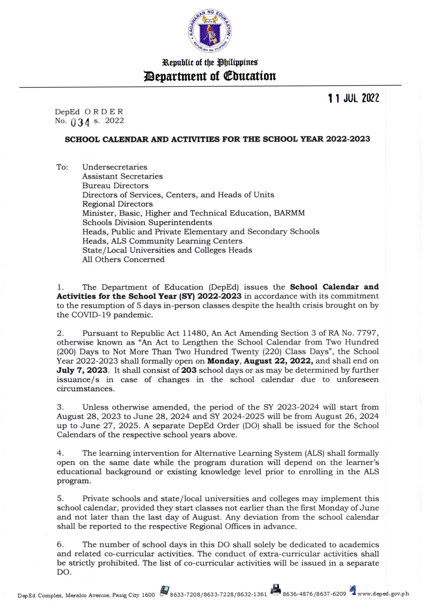 DepEd School Calendar for School Year 2022-2023 - TeacherPH