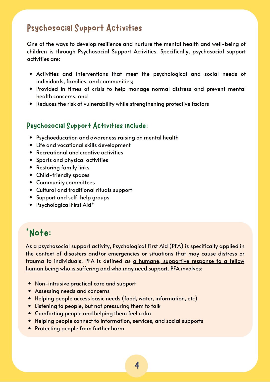 Handouts on the Conduct and Facilitation of Psychosocial Support ...