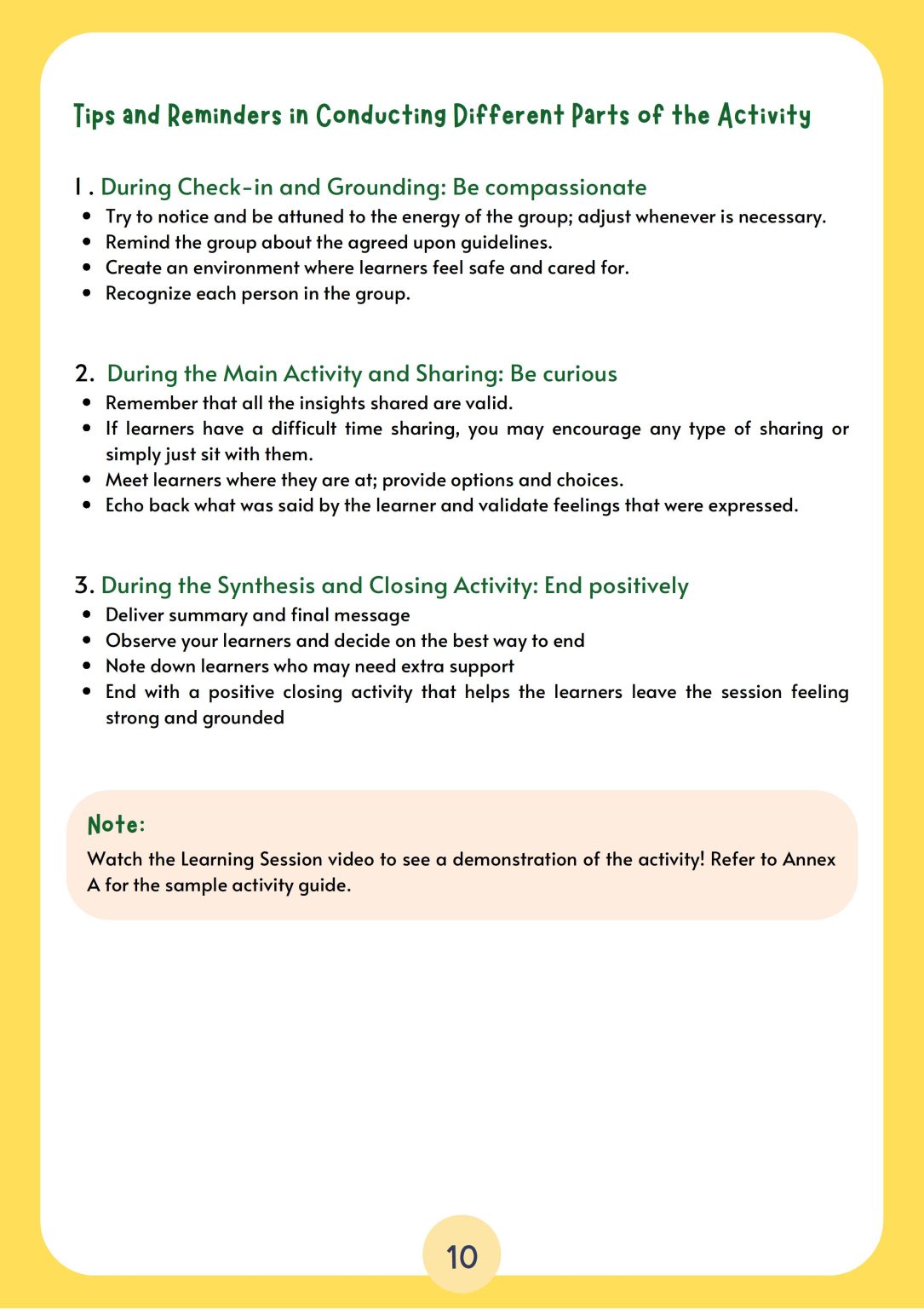 Handouts on the Conduct and Facilitation of Psychosocial Support ...