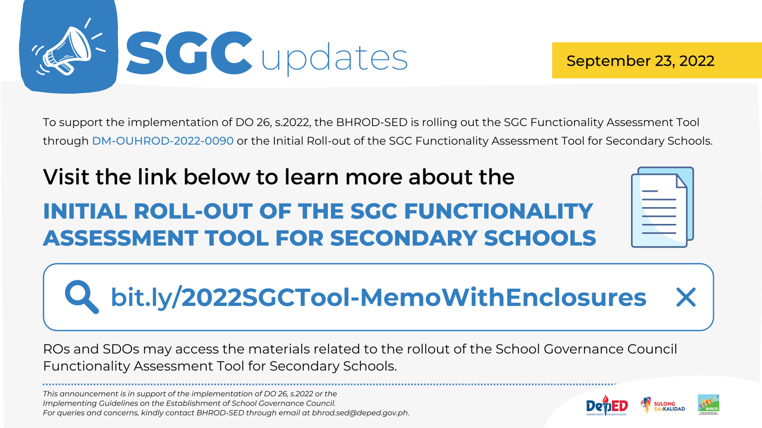 DepEd School Governance Council (SGC) Functionality Assessment Tool ...