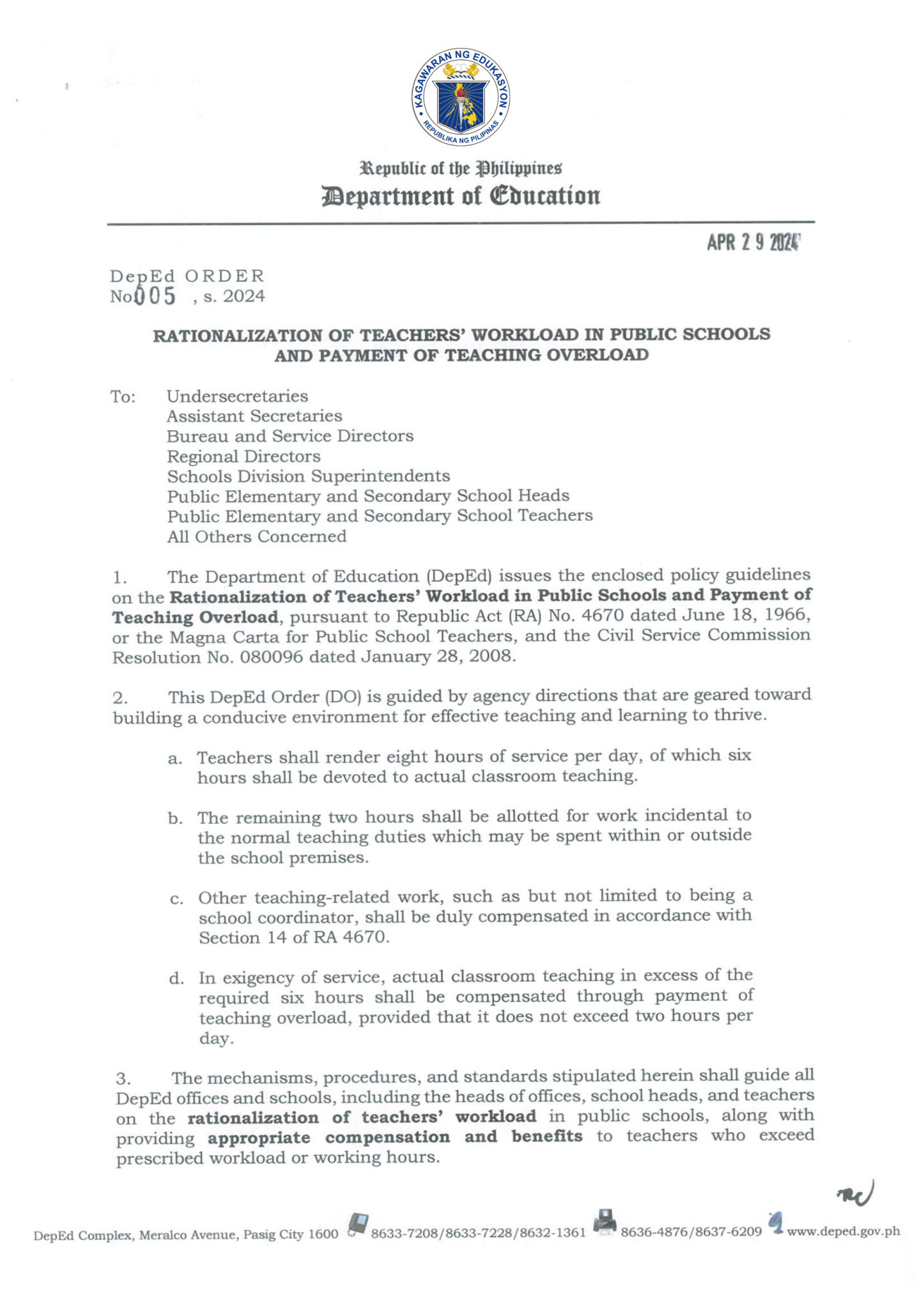 Rationalizing Teacher Workload in Philippine Public Schools: A Closer ...